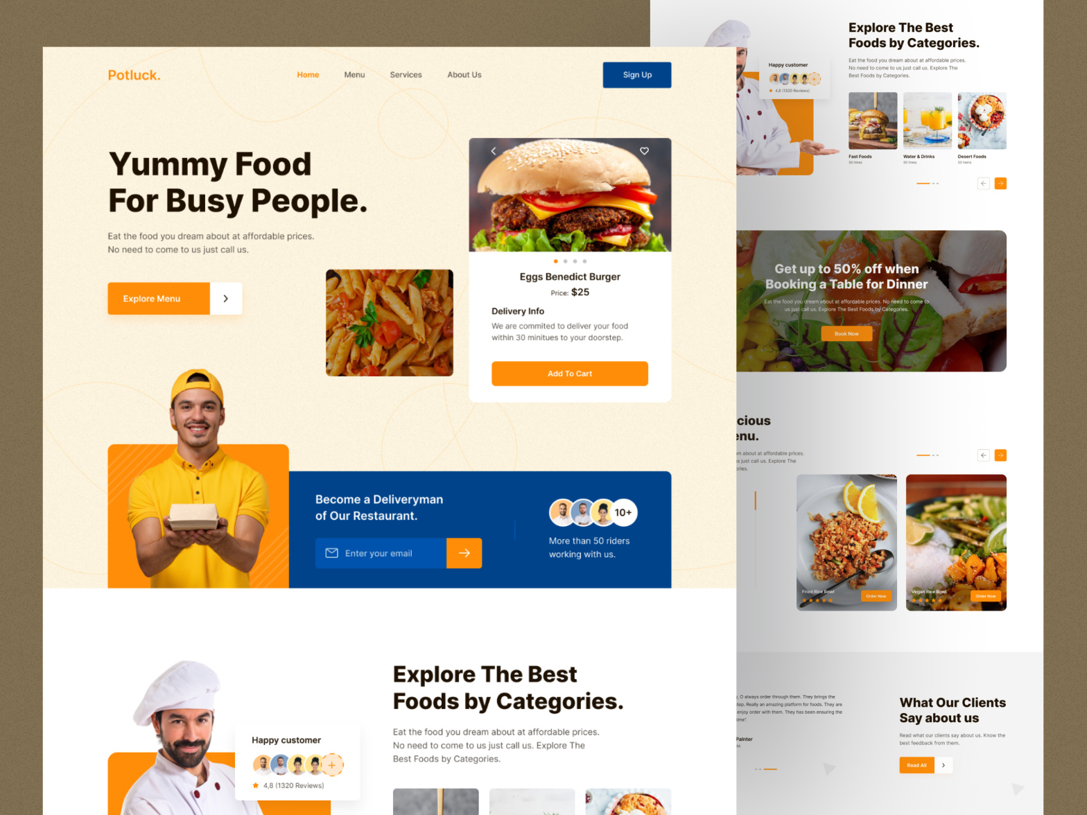 Potluck Restaurant Website by UIHUT - UI UX Design Agency on Dribbble
