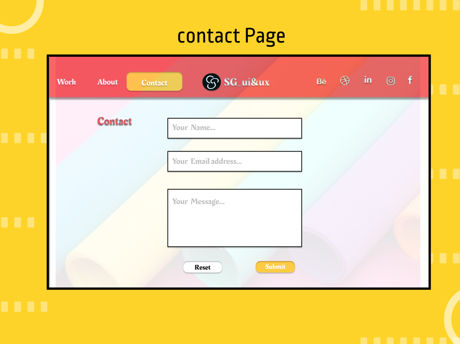 portofolio website contact page design by SG_ui&ux on Dribbble