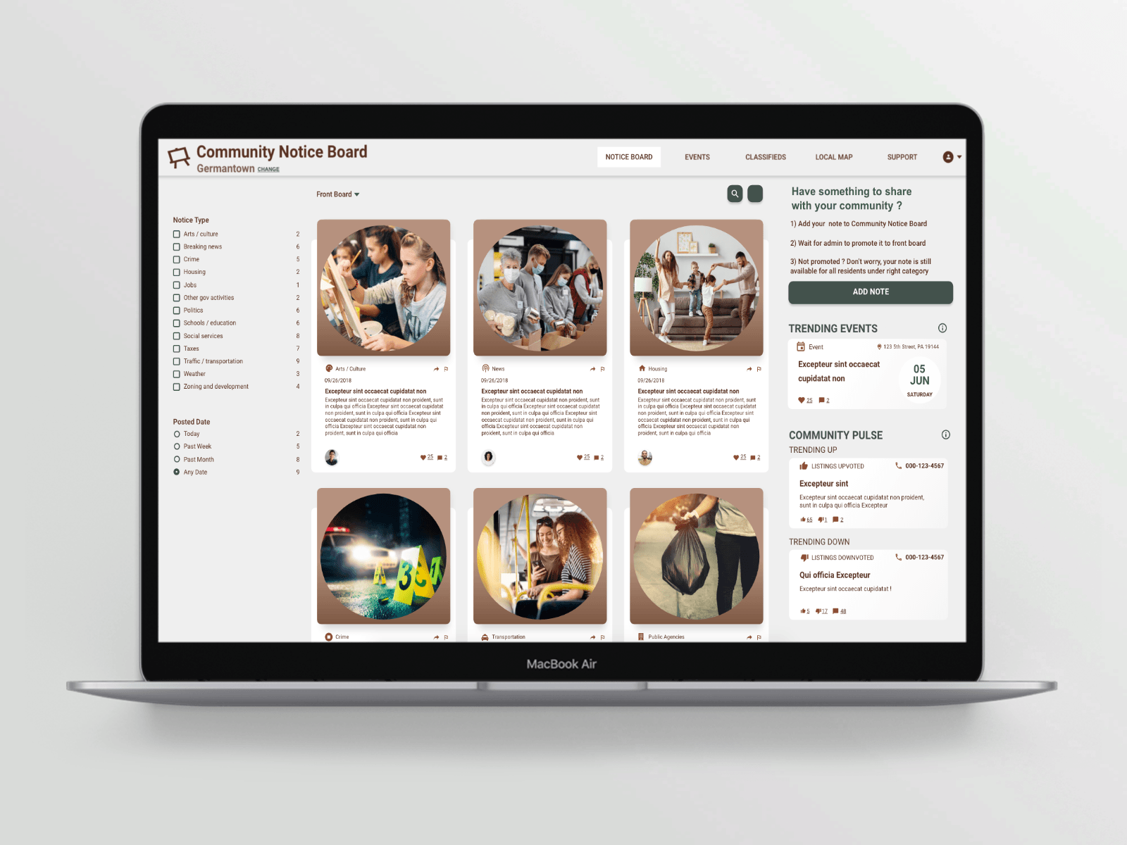 Community Notice Board - UXID by Narendra Konathala on Dribbble