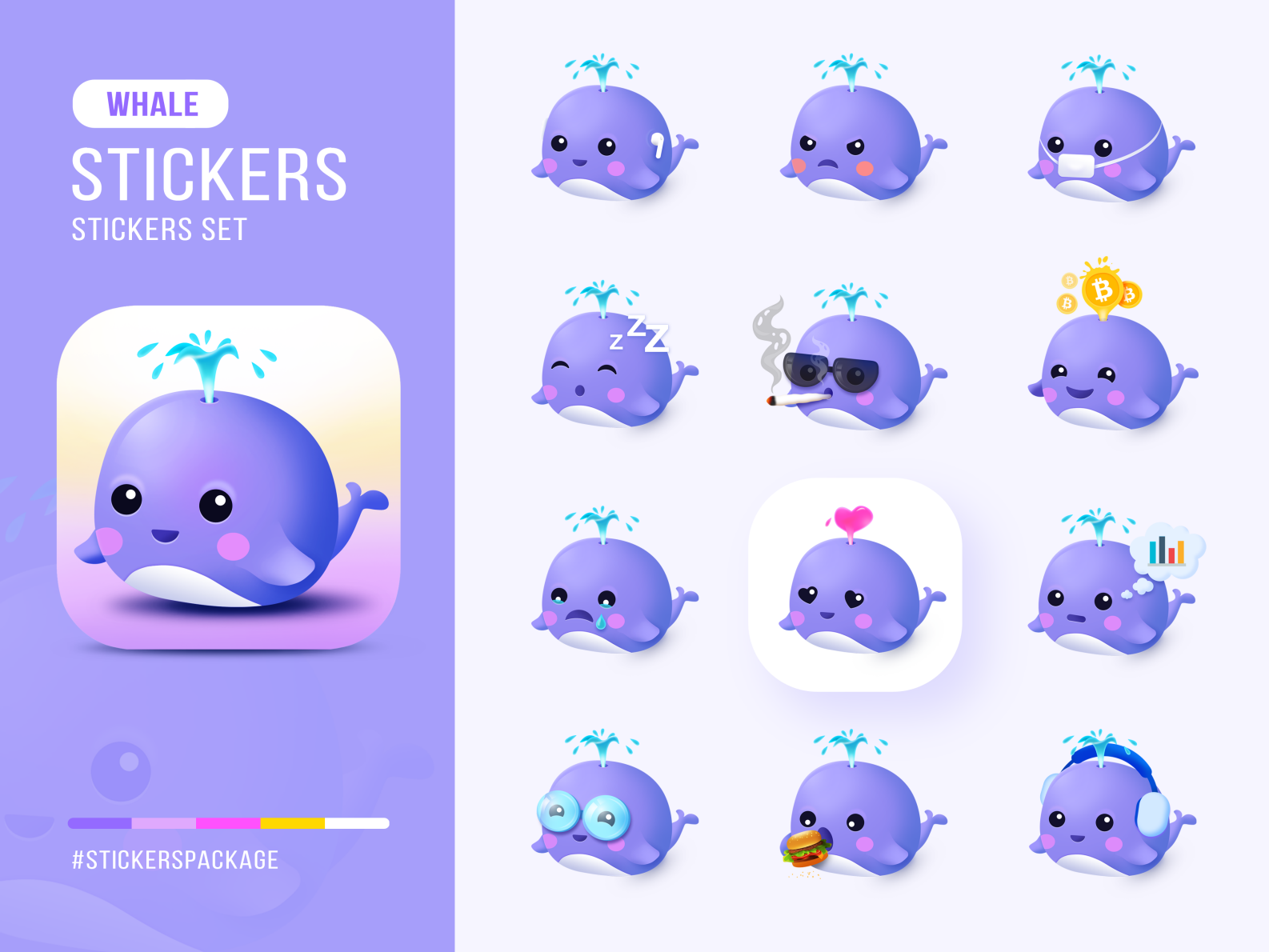Whale stickers package by Igor Radivojevic on Dribbble
