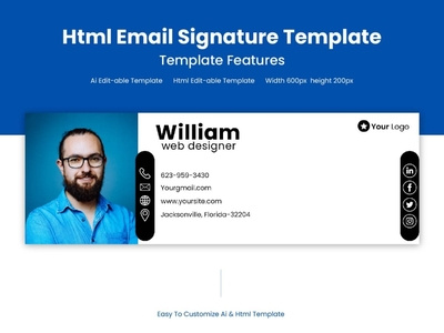 Clickable Html Email Signature Template - Email Signature by Graphic ...