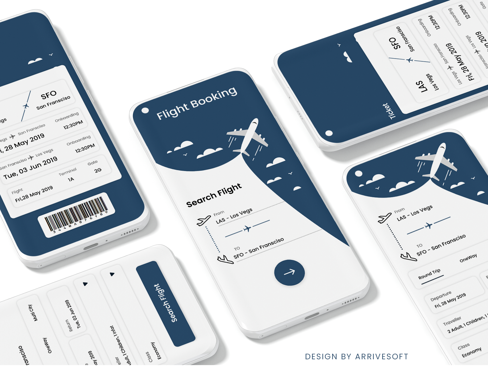 Flight Booking app design by Arrivesoft on Dribbble