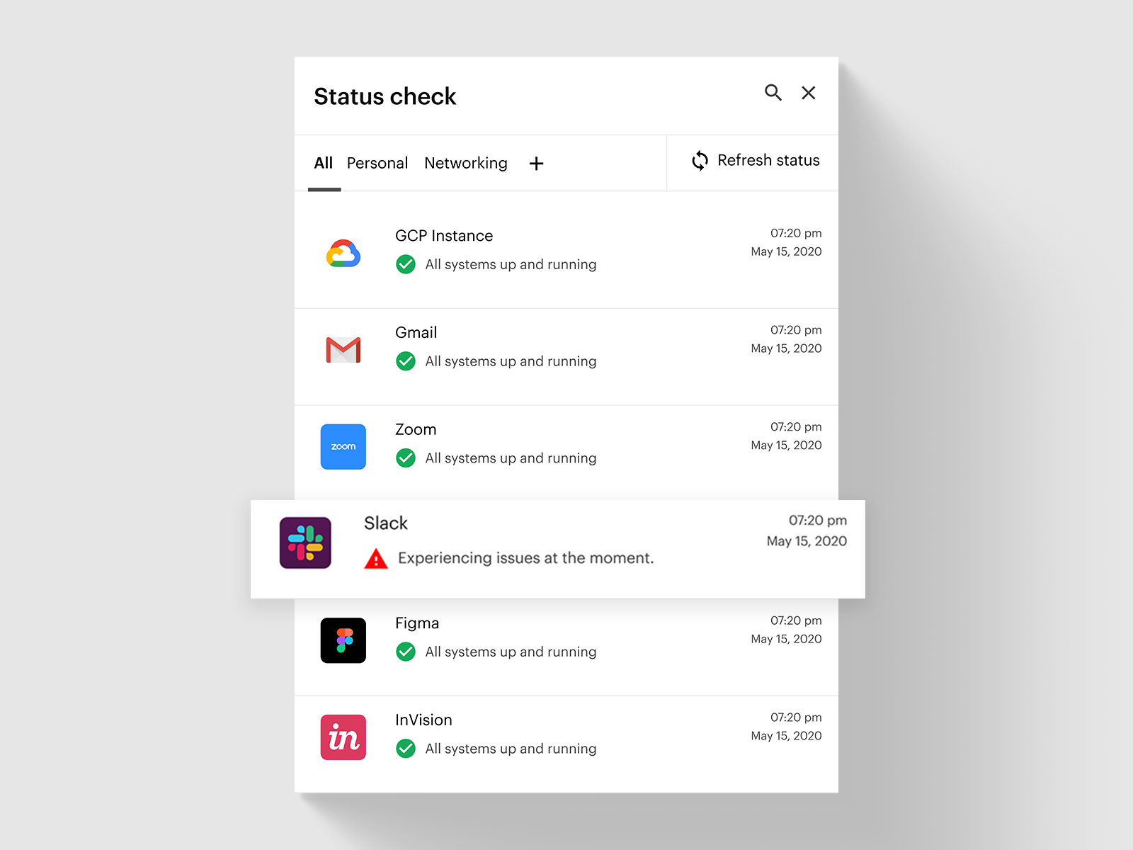 System Status Dashboard by Vishal Reddy on Dribbble