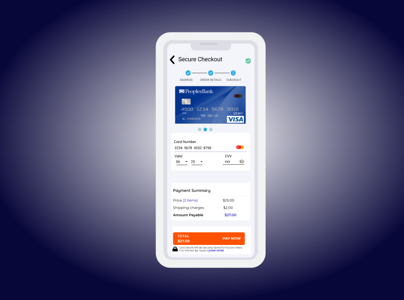 credit card secure check out by Nwizu Chizi on Dribbble