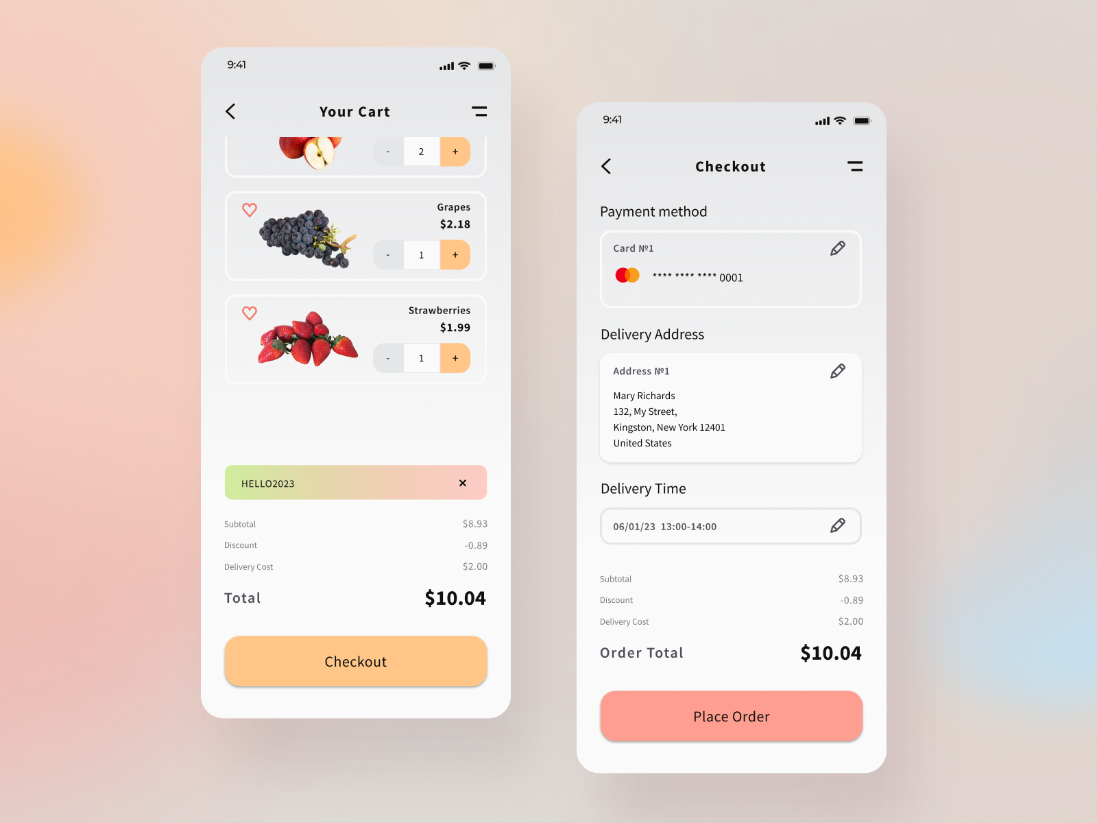 Grocery App | Shopping Cart and Checkout Screens by Julia Lashina on ...
