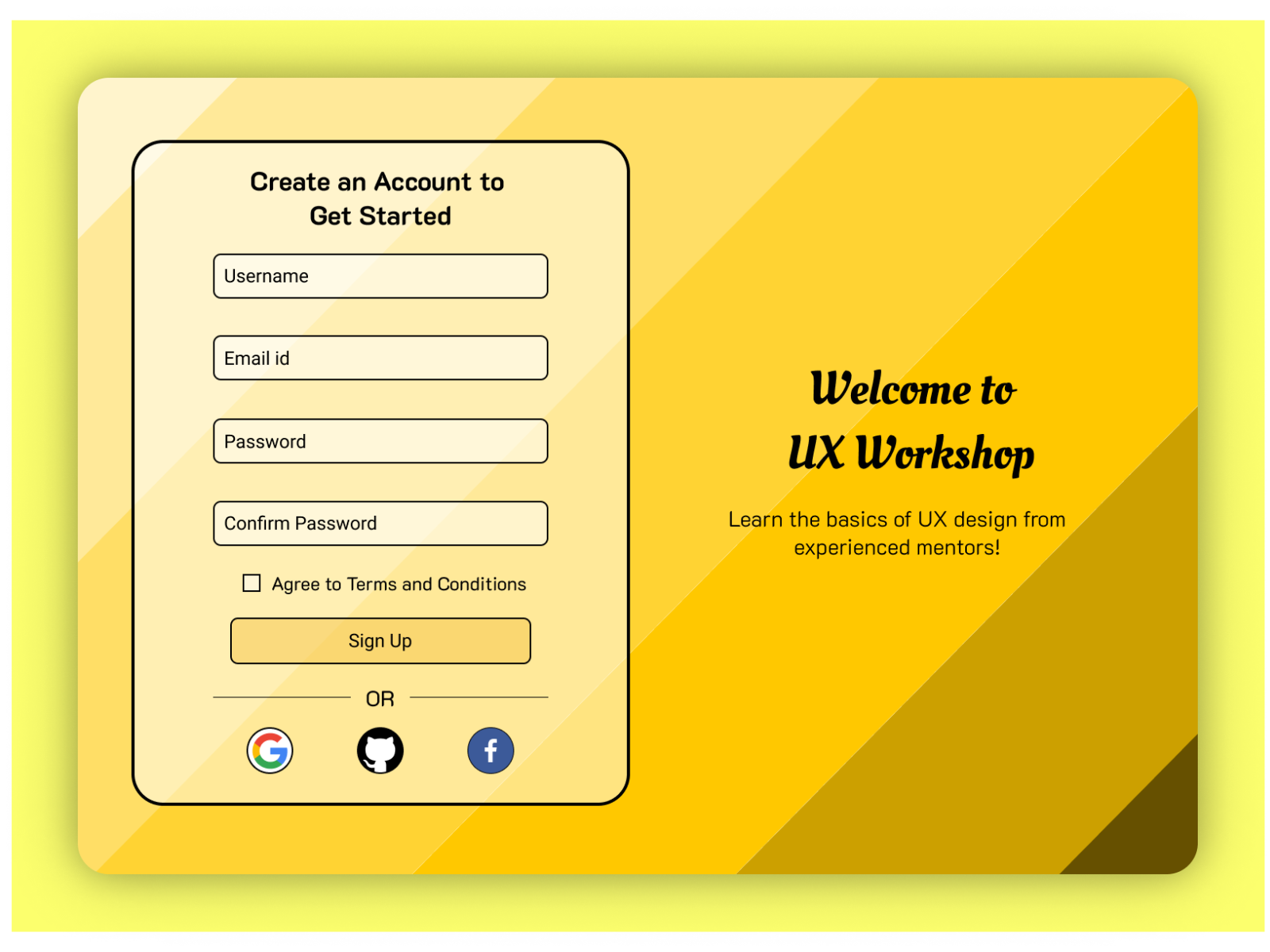 Daily UI #001 : Sign Up Screen for UX workshop by Diptangshu Dey on ...