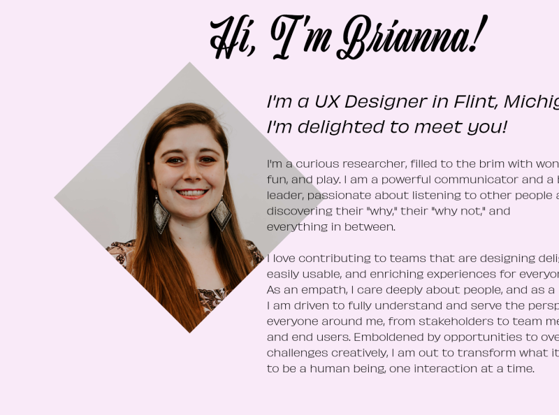 Simple Bio Page by Brianna Jones on Dribbble
