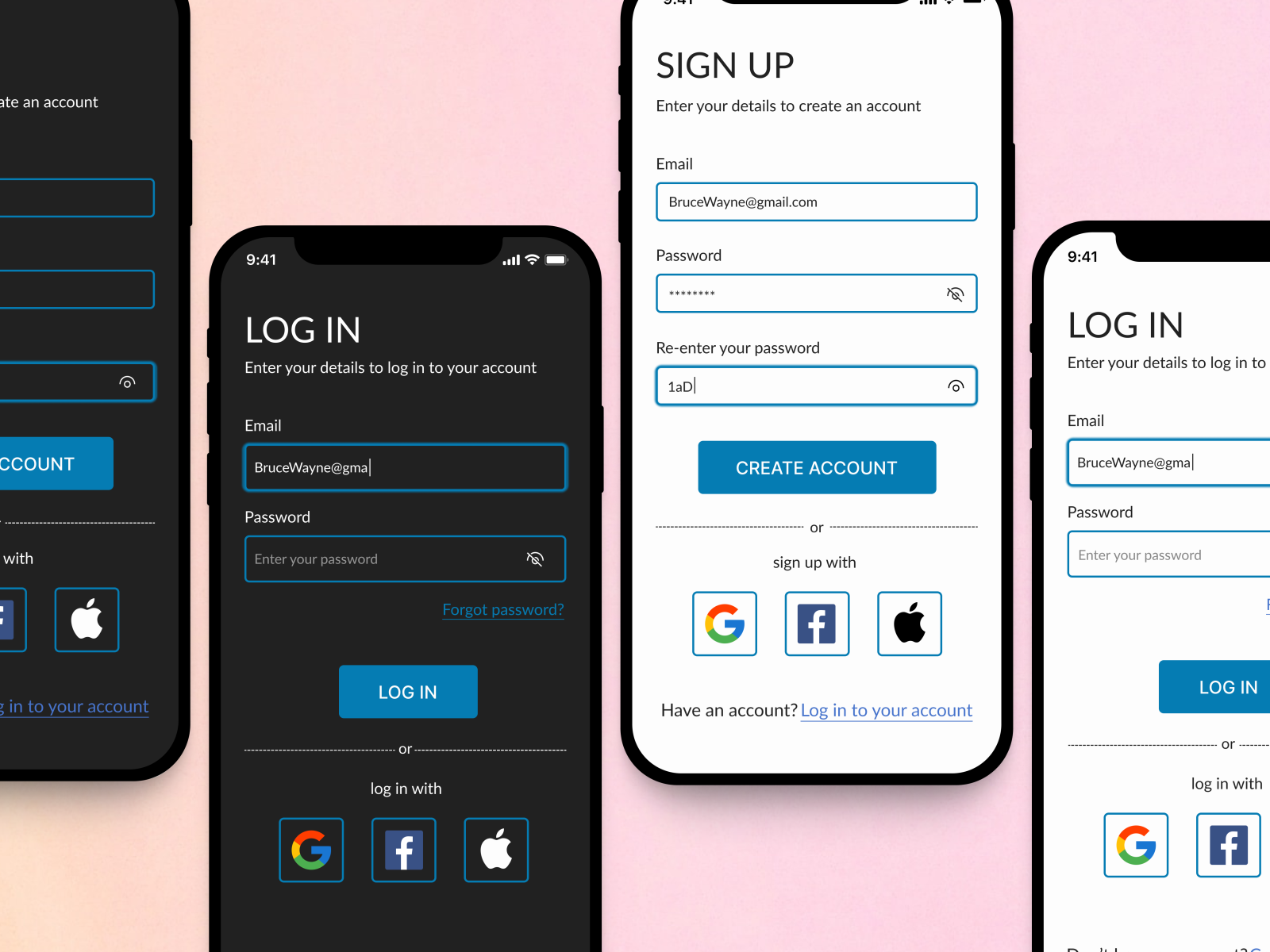 Log In and Sign Up screen of mobile application by Shreyanka S on Dribbble