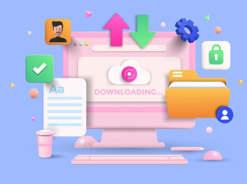 File Transfer, Data Sharing Service 3D Illustration by Steisi Vogli on ...