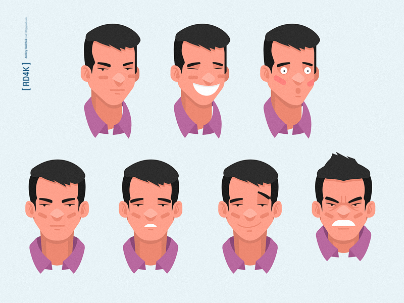 Flat Characters Constructor-Head Pack 1 by Andrey Radchuk on Dribbble
