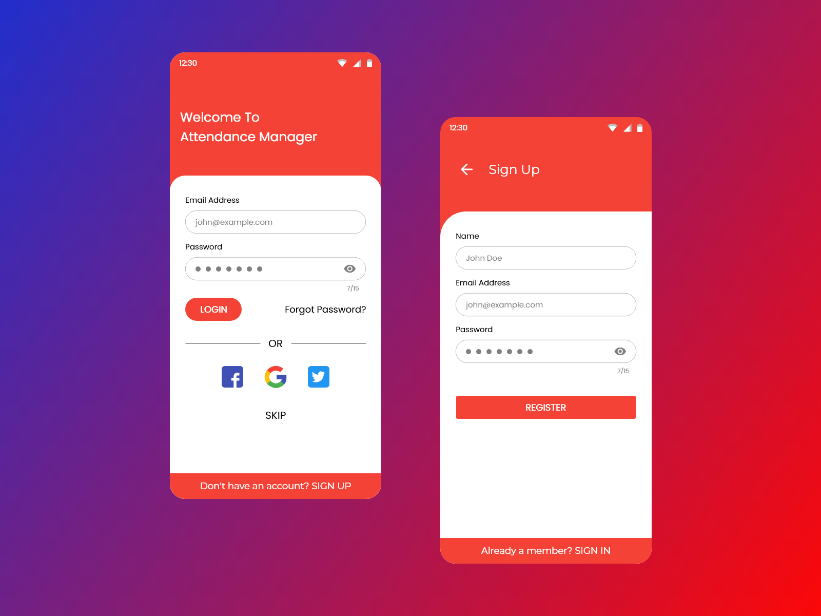 Attendance Manager App by Jagannath Acharya on Dribbble