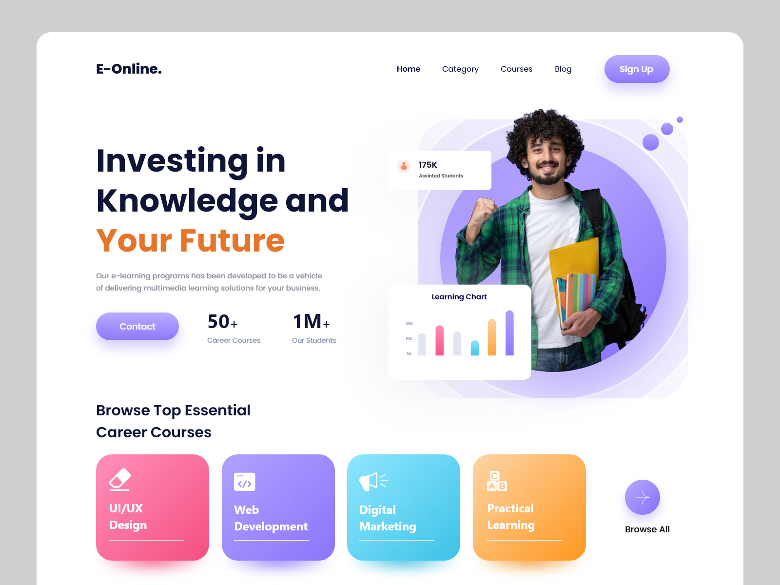 E- learning landing page by UI Zones on Dribbble