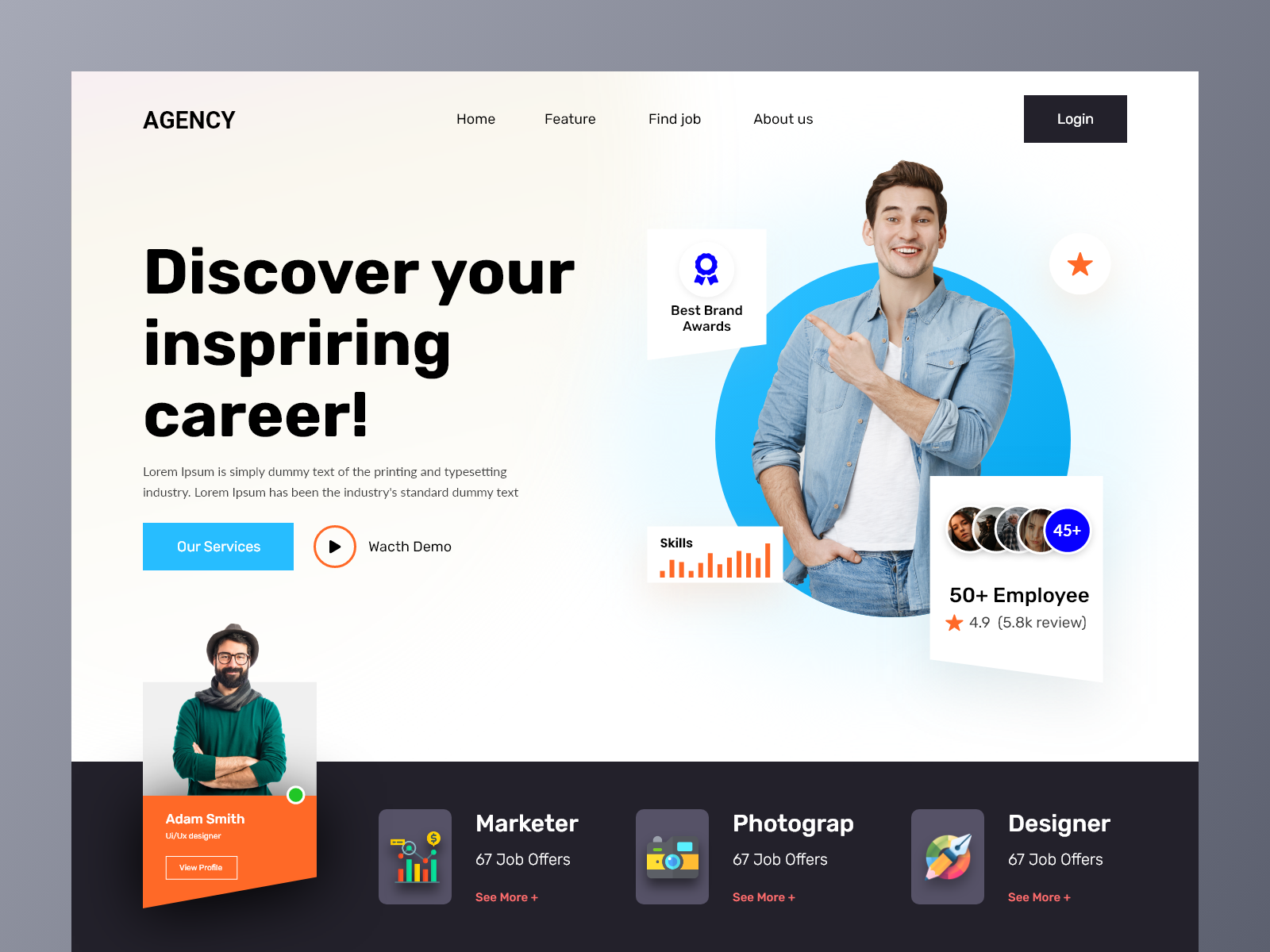 Agency landing page by UI Zones on Dribbble