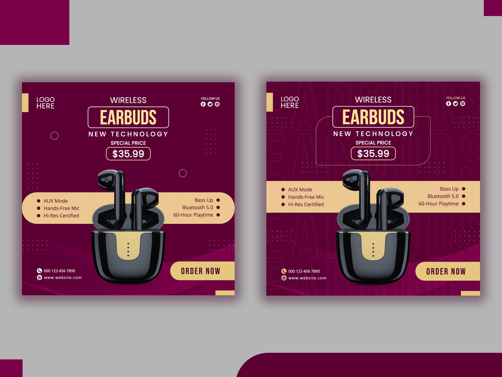 Earbuds Social Media Post Template,Facebook post, Instagram post by ...
