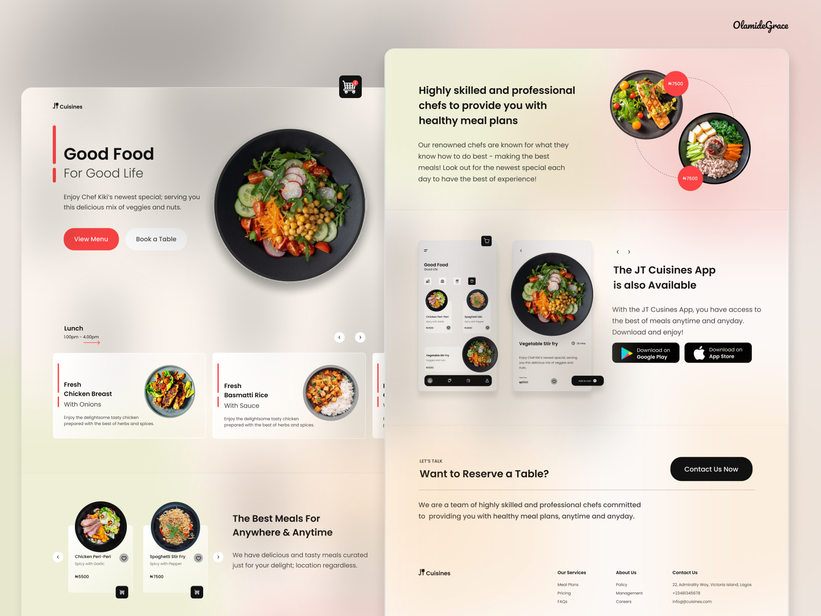 Restaurant Landing Page Design by Olamide Grace Olaniyi on Dribbble