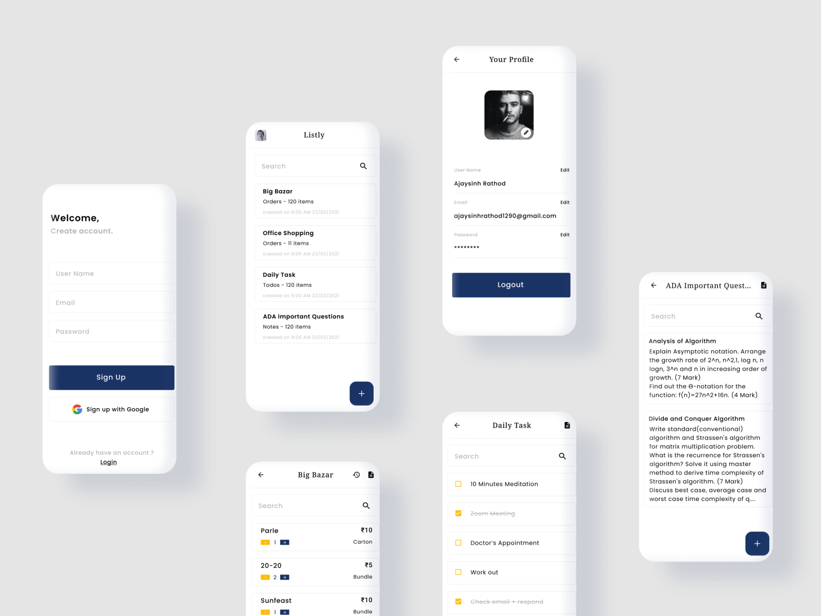 Listly All Type Of List Maker App Design By Ajaysinh Rathod On Dribbble