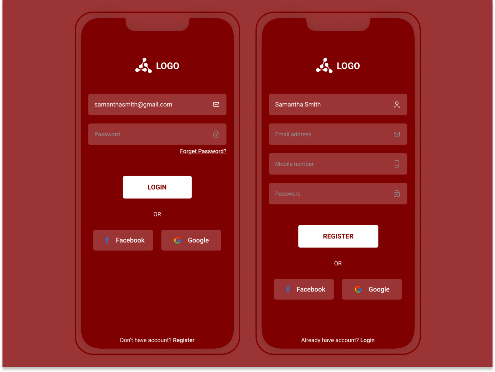 Login Register Screen by Dhruti Zalavadiya on Dribbble