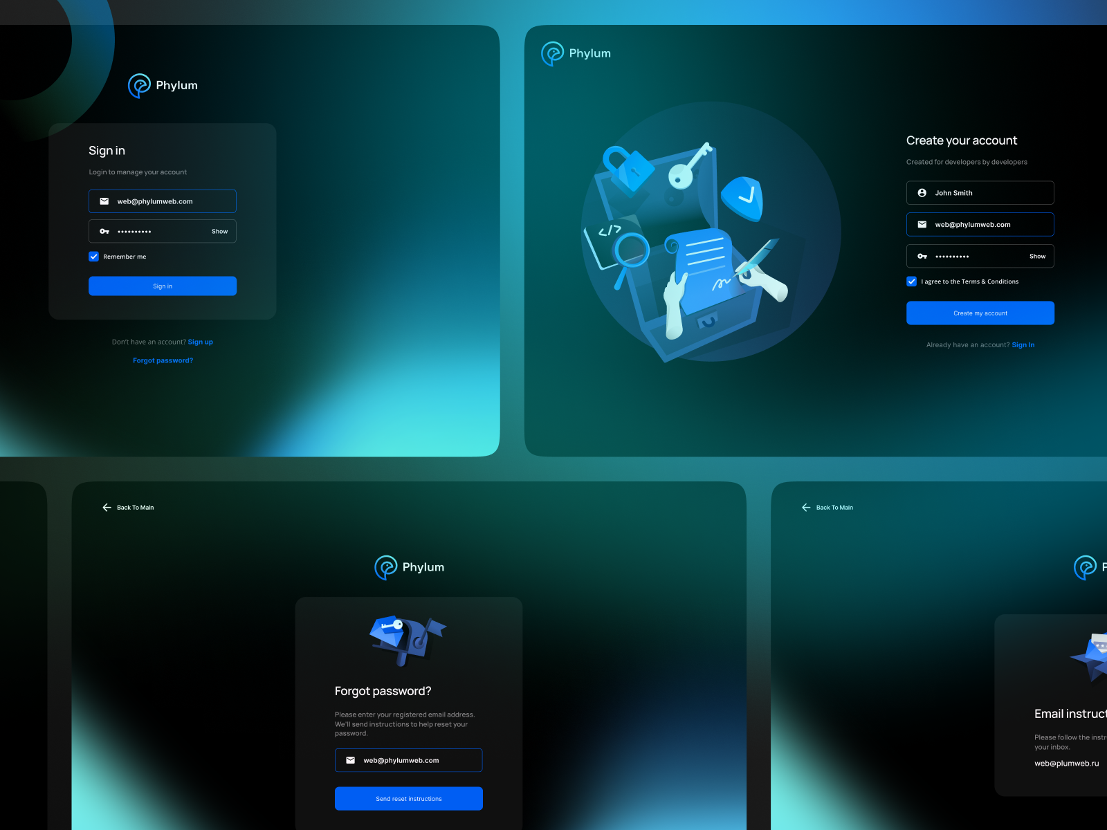 AUTH Login Register screen for Phylum by Zazuly Aziz for Brightscout on ...