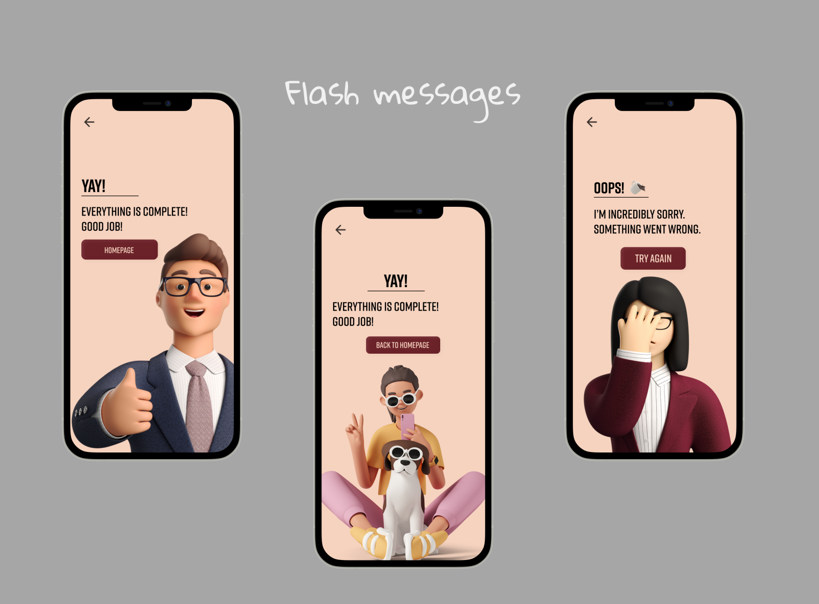 Daily UI #011 - Error/Success Flash Message by Adrianna Wojas on Dribbble