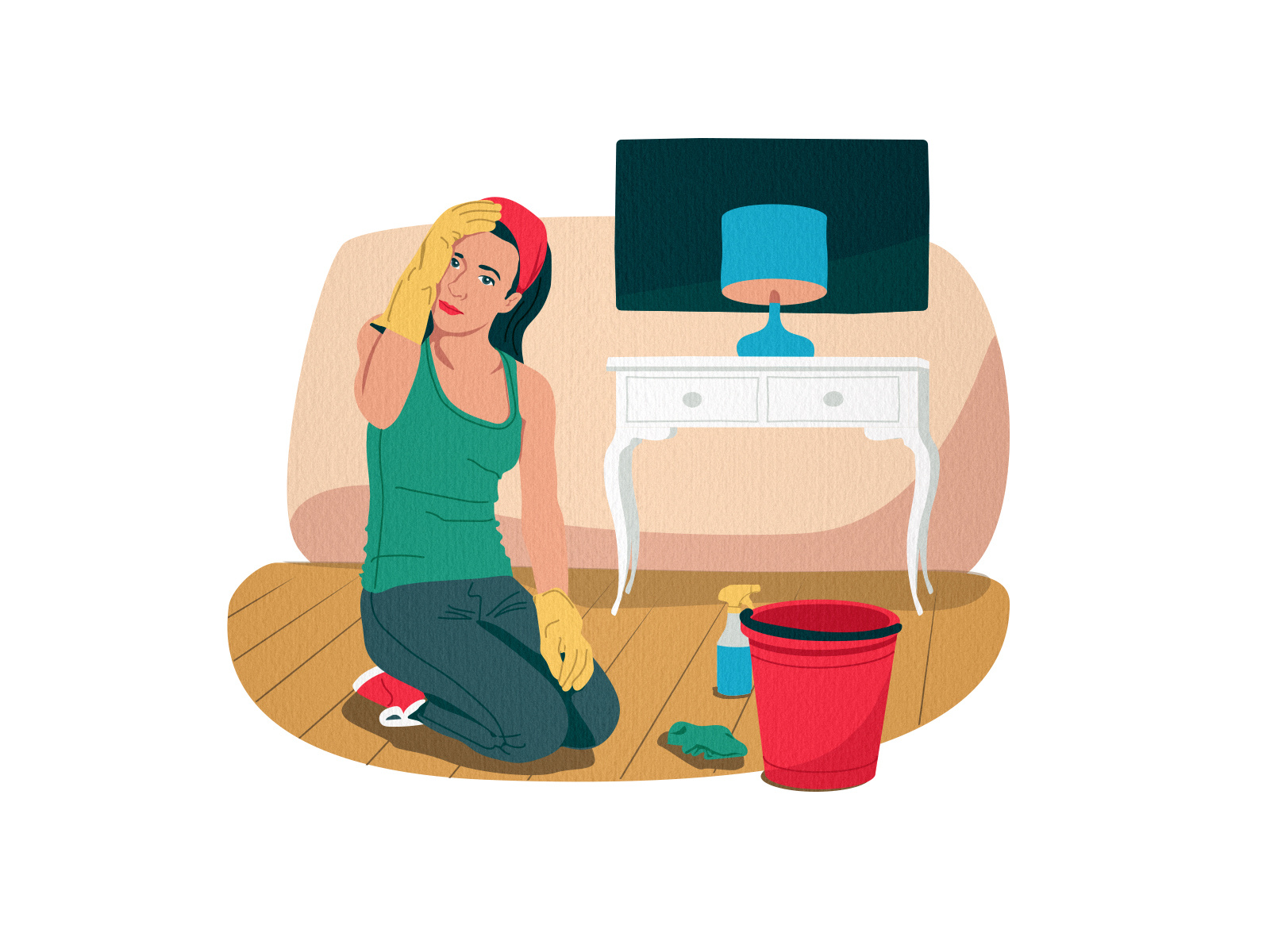 Cleaning. Illustration by Olga Filimonova on Dribbble