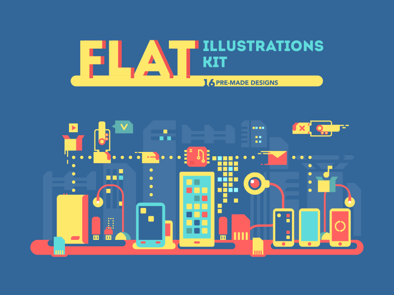 Flat illustrations kit by Anton Fritsler for Kit8 on Dribbble