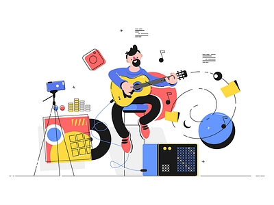 Man playing electric guitar by Anton Fritsler (kit8) for Kit8 on Dribbble