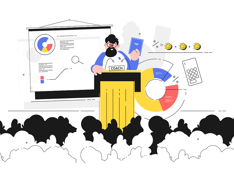 Coach giving lecture by Anton Fritsler for Kit8 on Dribbble