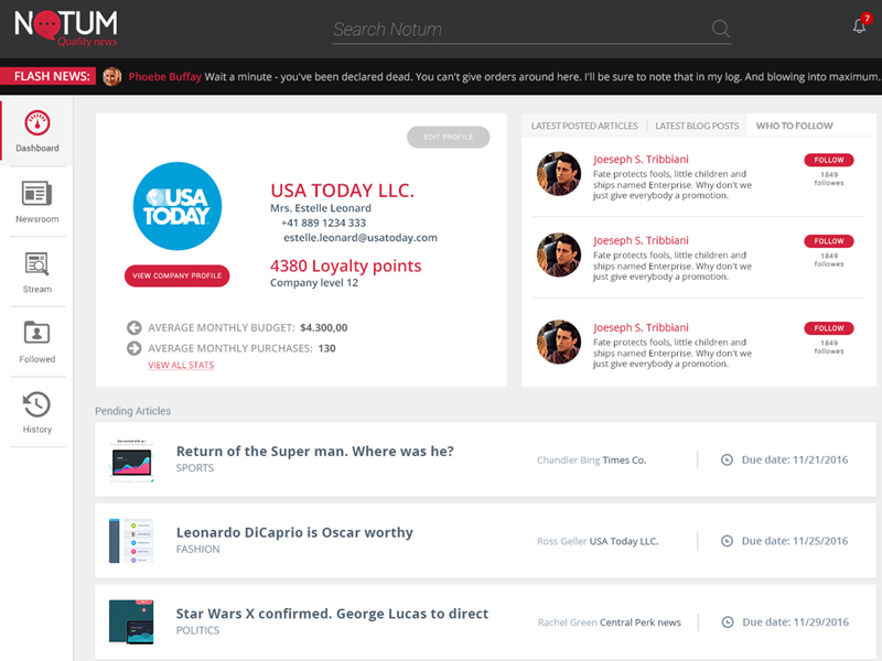 Notum News Online Platform by Tom Kozacinski on Dribbble
