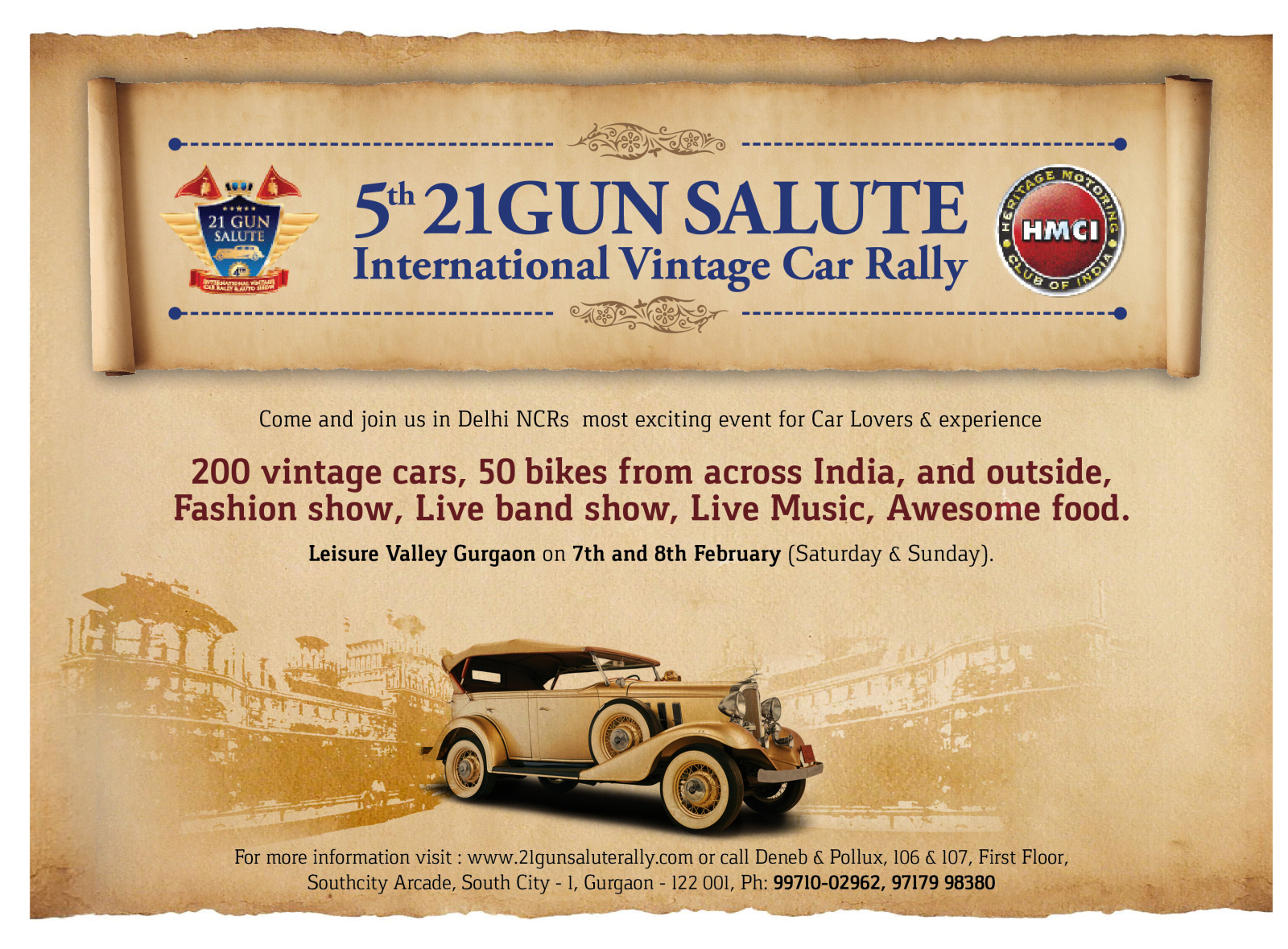 Fifth - 21Gun Salute International Vintage Car Rally Poster by Rohit ...