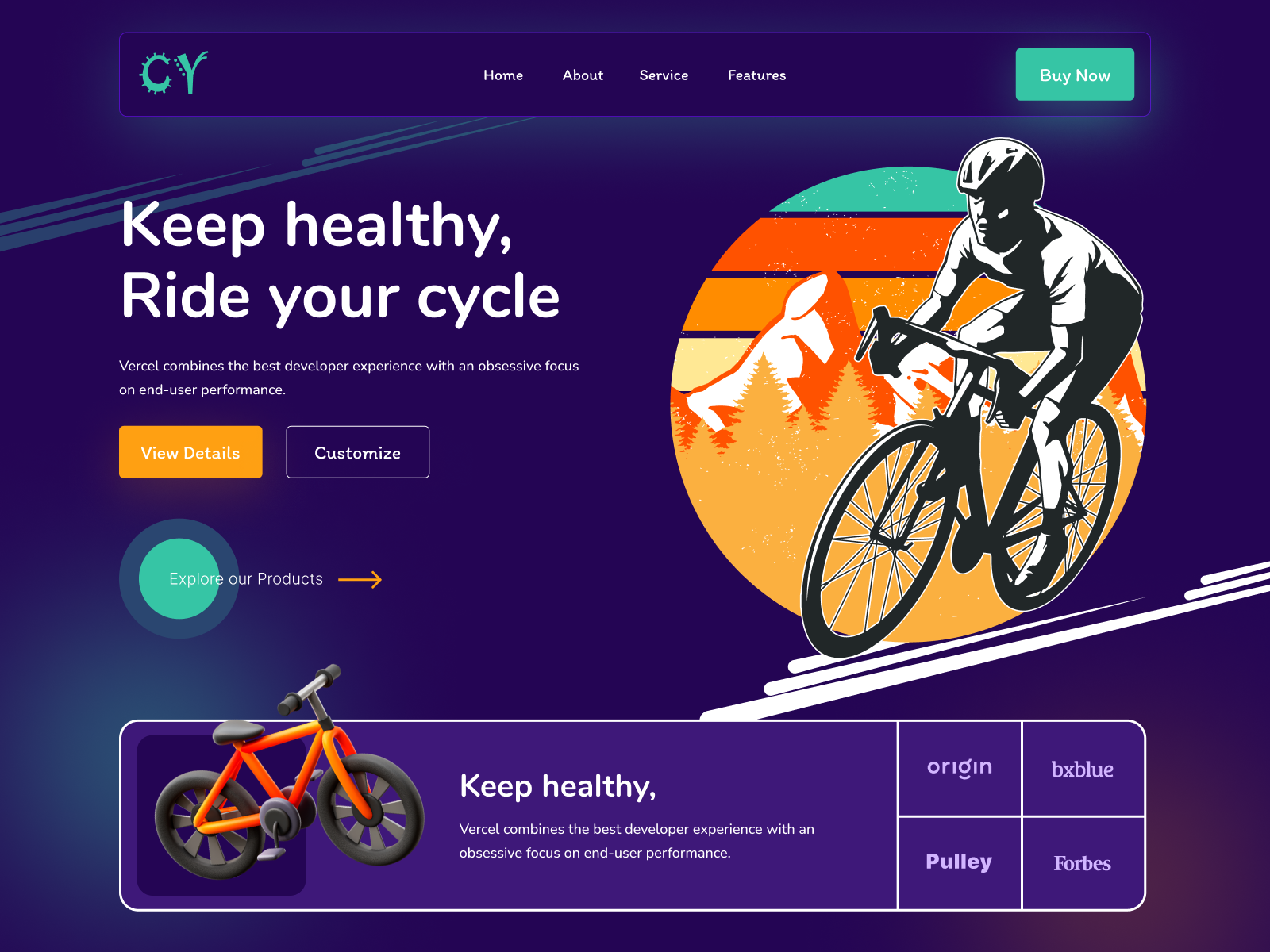 Bicycle landing page website. by jibon ali on Dribbble