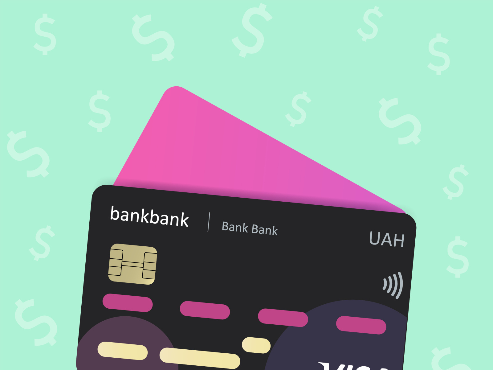 Black bank credit card illustration by Daria Malyshko on Dribbble