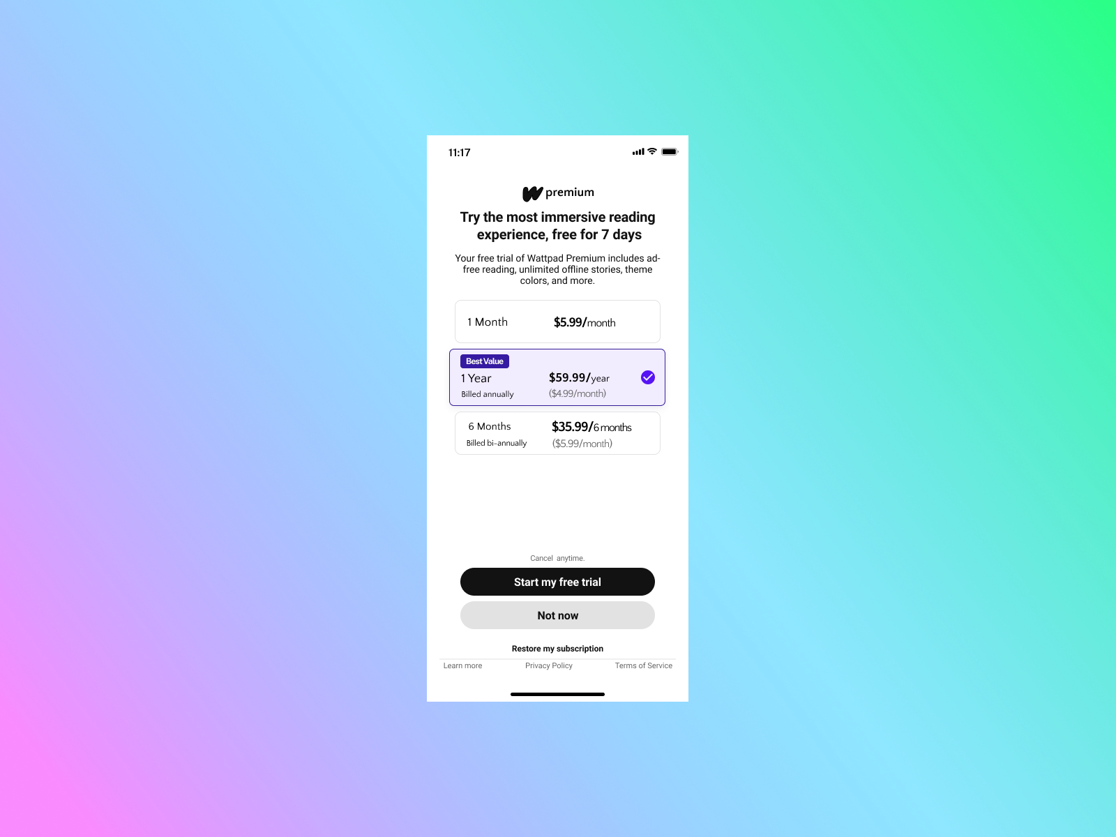 Paid subscription UI by Arun Kewat on Dribbble