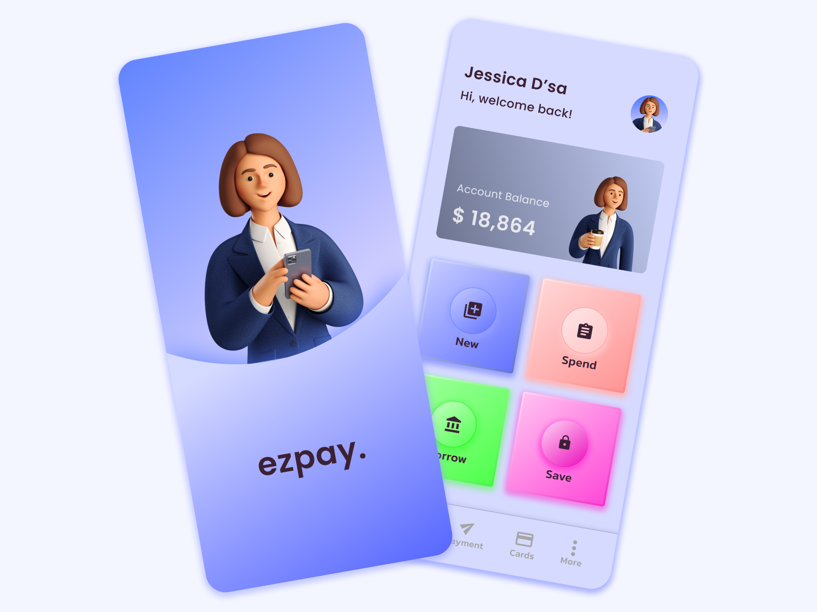 3D Mobile App UI by Deeksha J Salian on Dribbble