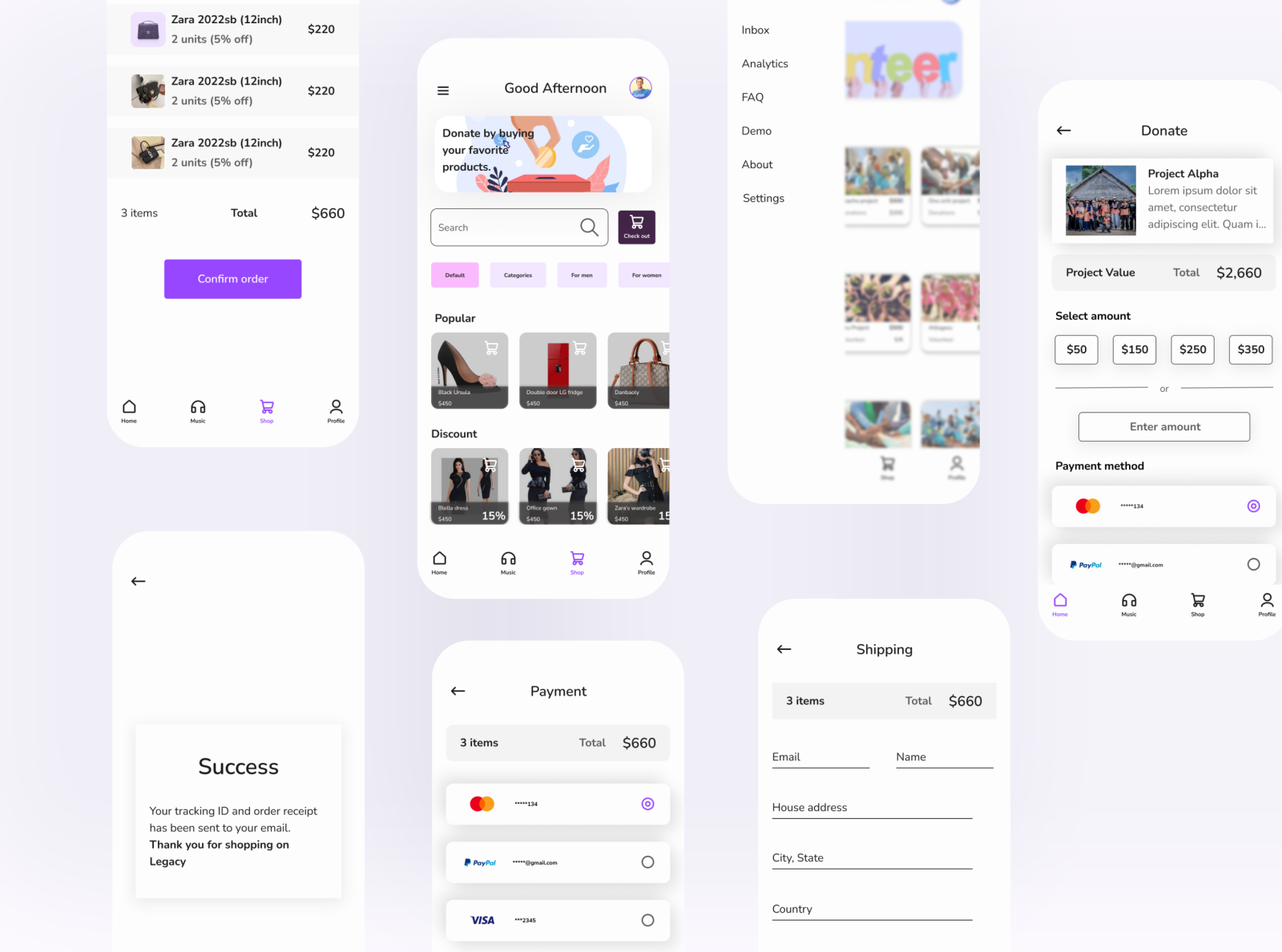 Legacy donations app by Agbo Stephanie on Dribbble
