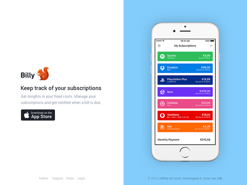 🐿 Billy is available in the App Store! by Jeffrey de Groot for Yummygum ...