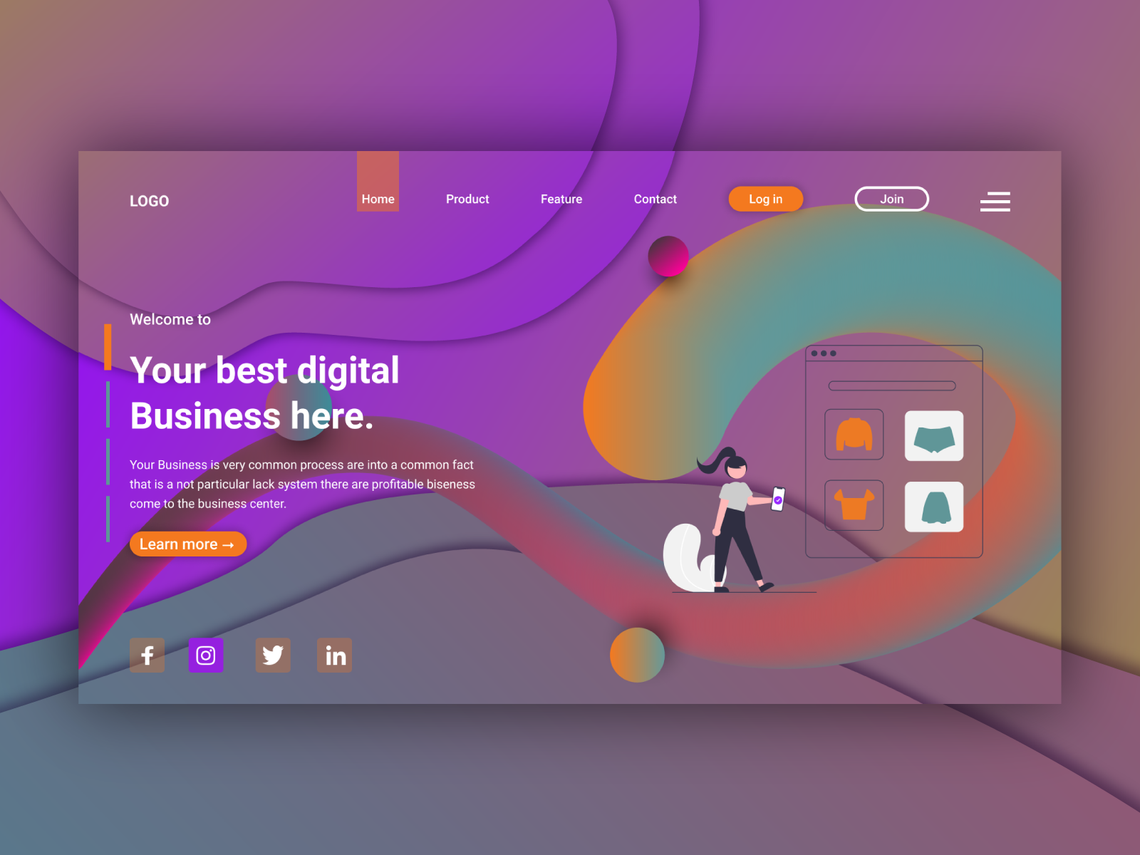 Digital business ui landing page with background. by Talha Jubayer on ...
