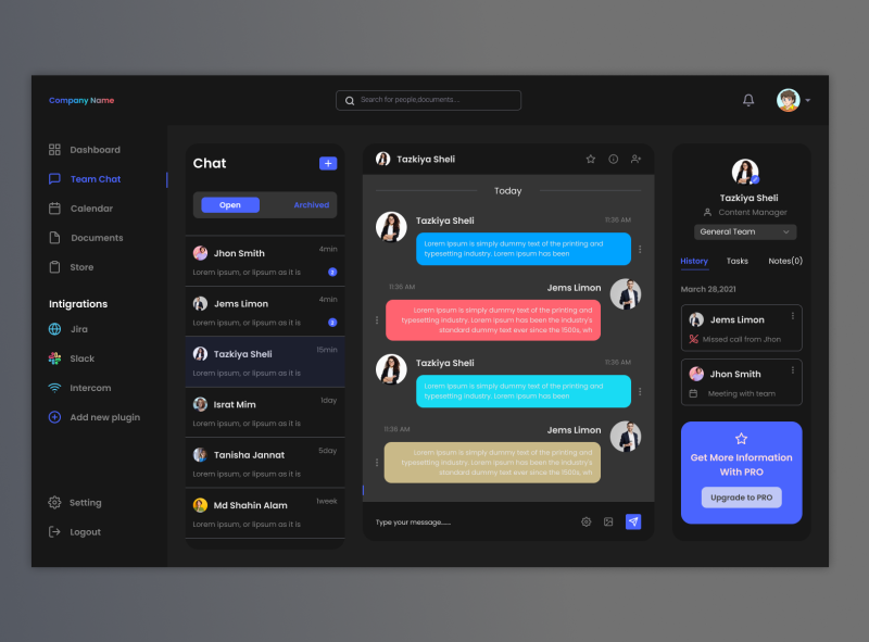 Chat Dashboard Design by Jems limon on Dribbble