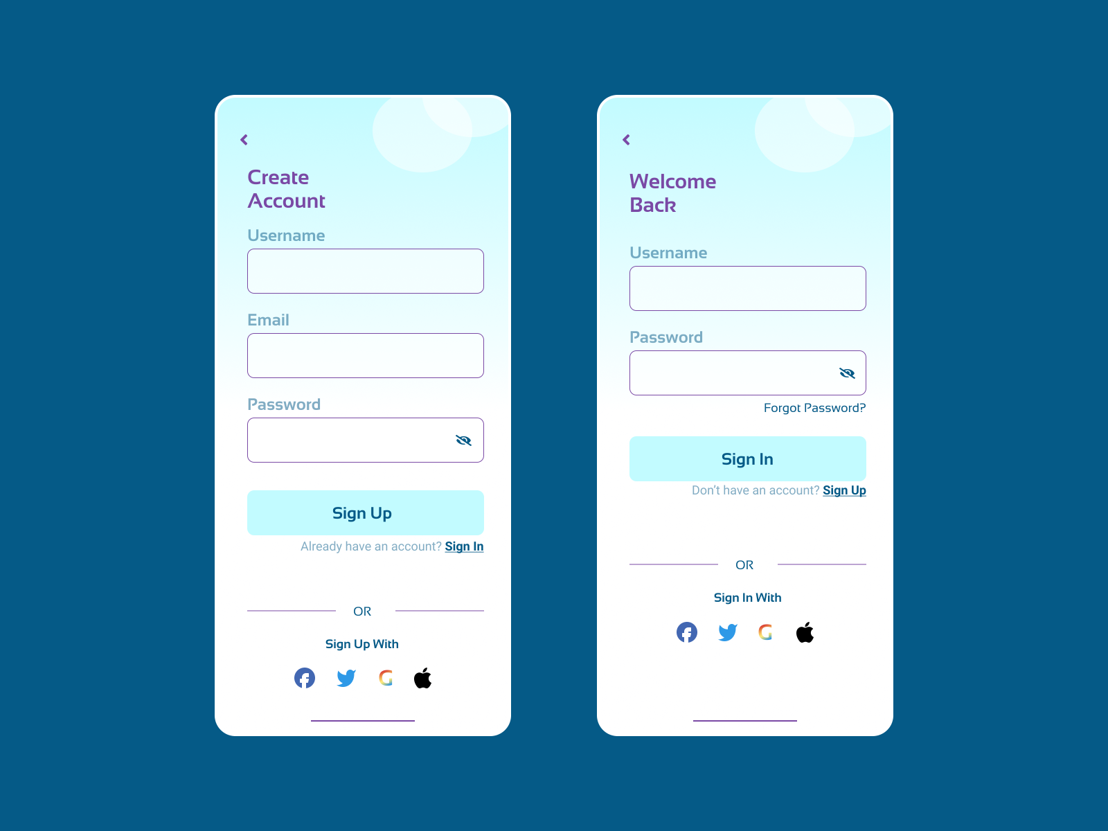 Sign in and sign up screens by Naomi Mozia on Dribbble