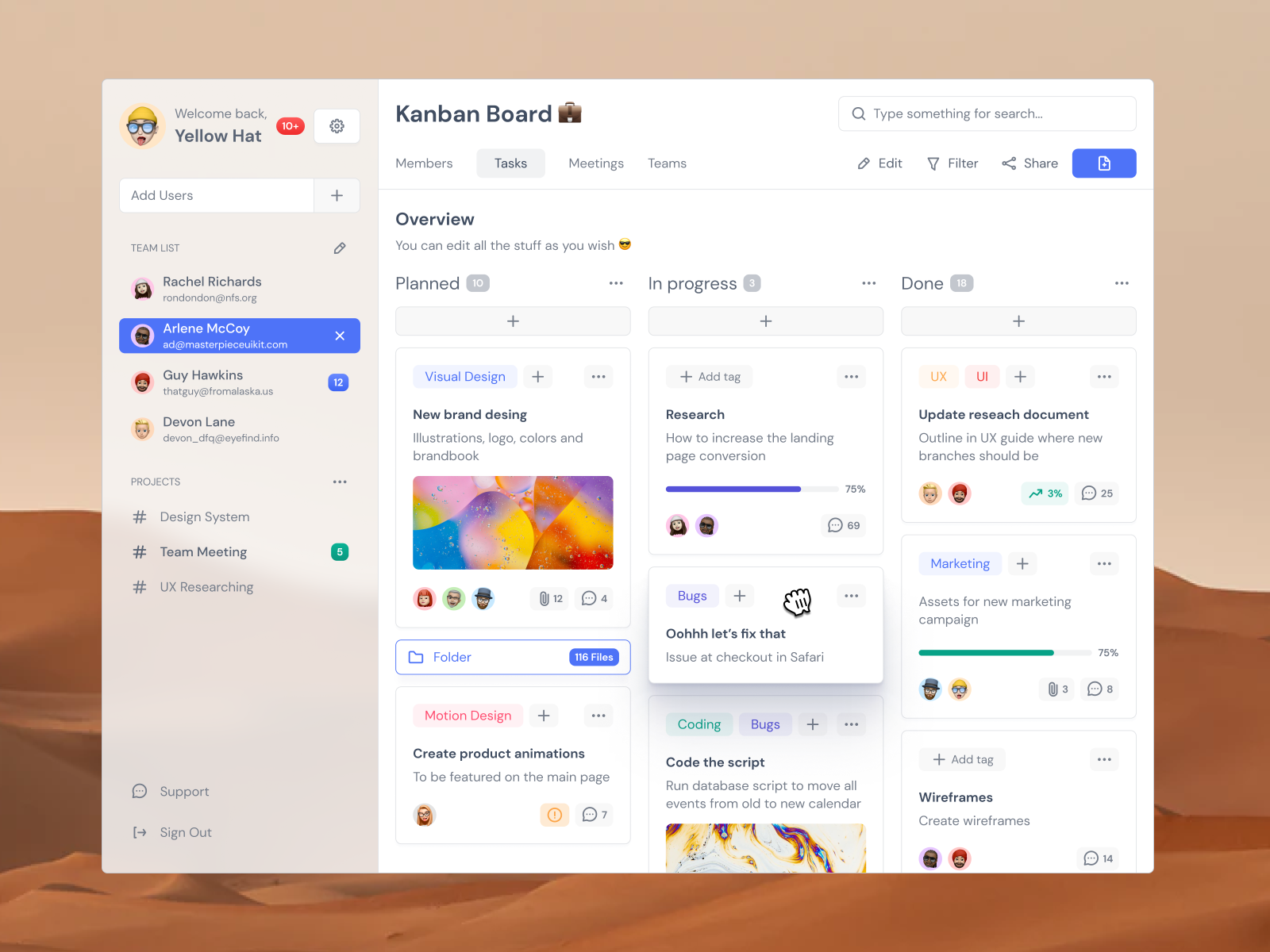 Kanban Board - Figma Dashboard UI Kit by Roman for Setproduct on Dribbble