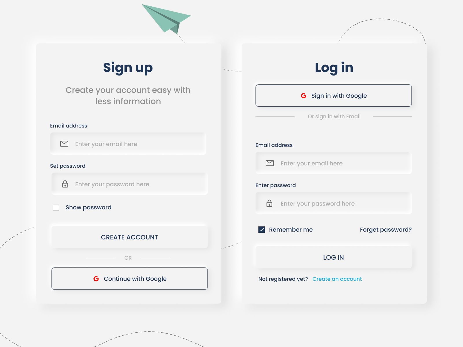 Neumorphic Sign up and sign in form UI by Sanjay Billa on Dribbble
