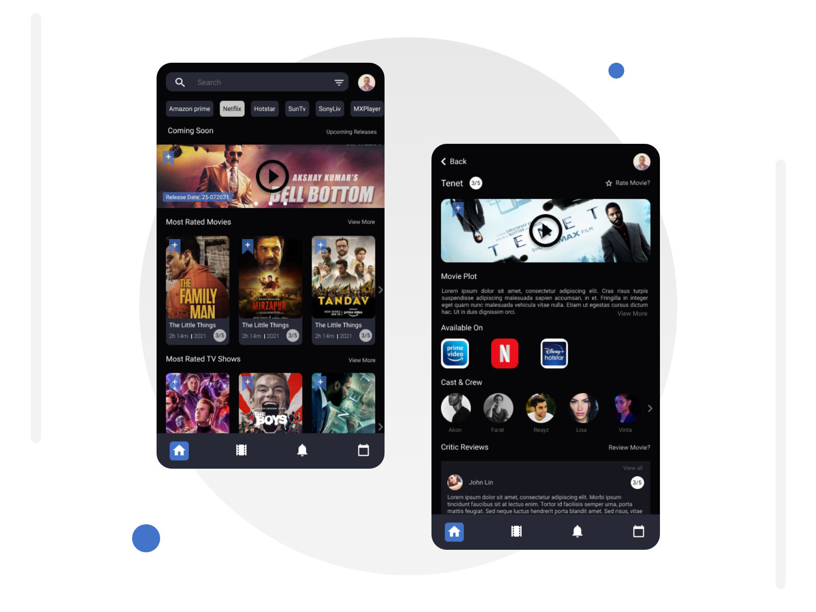 Movie guide app design by Vineeth Yellapu on Dribbble