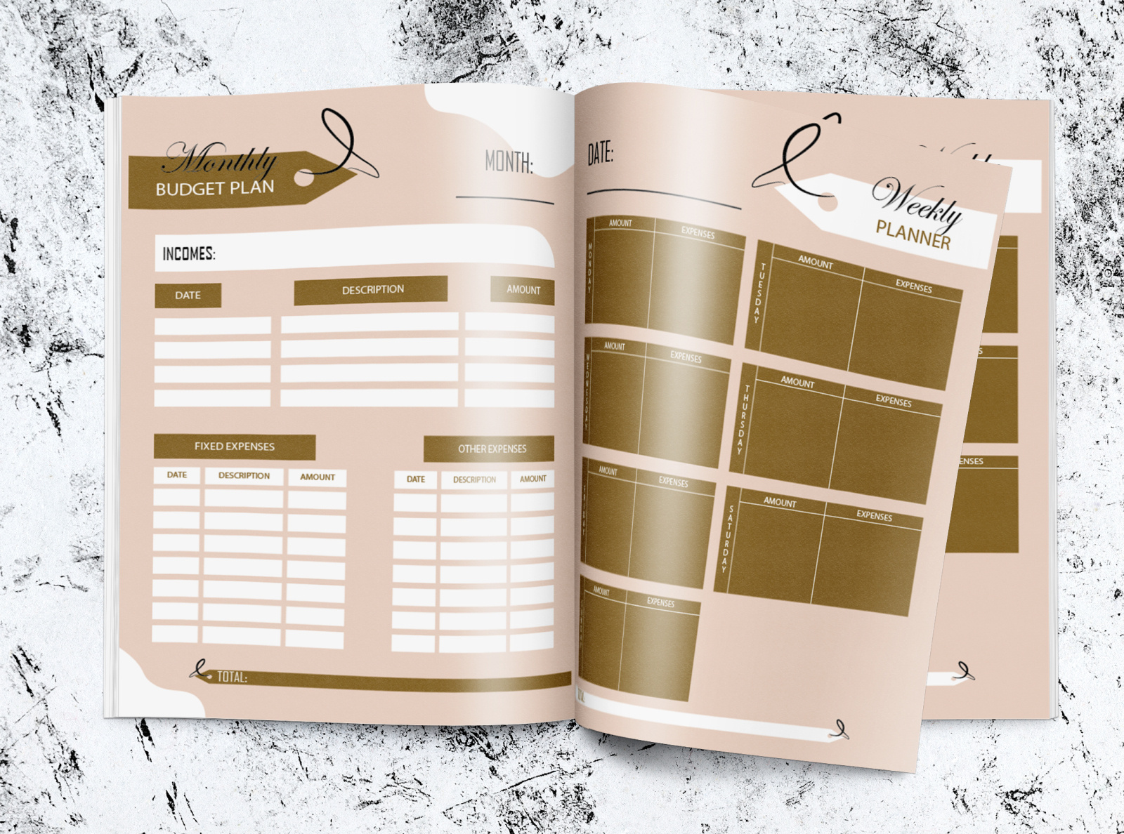 monthly and weekly budget planner mockup by Diana Scimmia on Dribbble