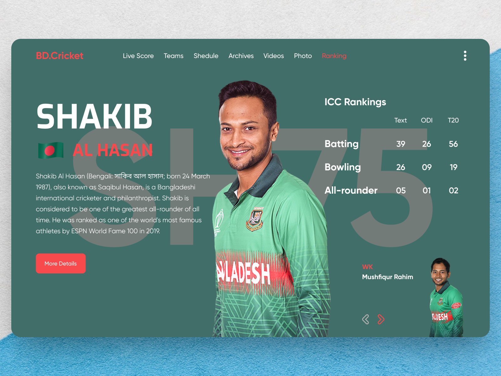 Cricket Website Design by Shahel Chowdhury on Dribbble