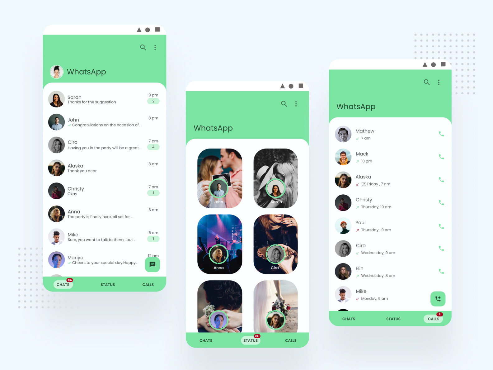WhatsApp UI redesign by Eldho MV on Dribbble