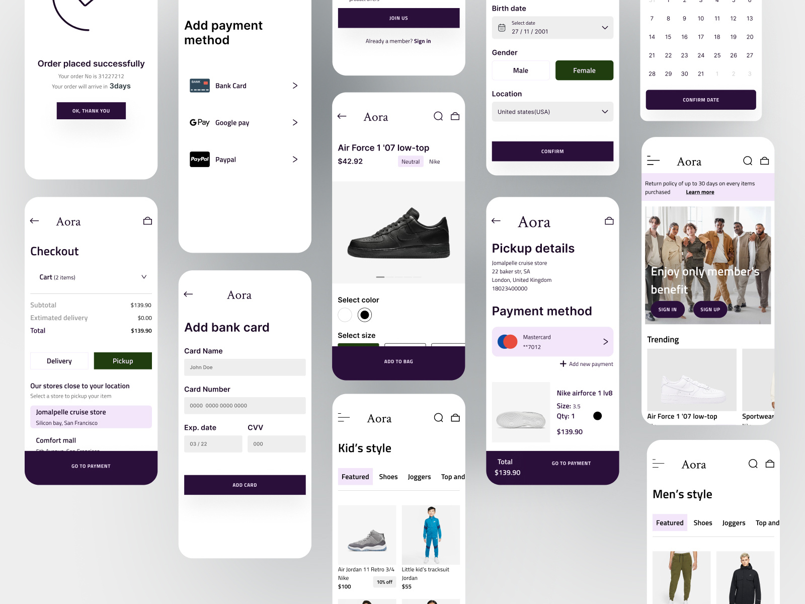 Aora - luxury clothing ecommerce mobile website by Omolade Lekan | UI ...
