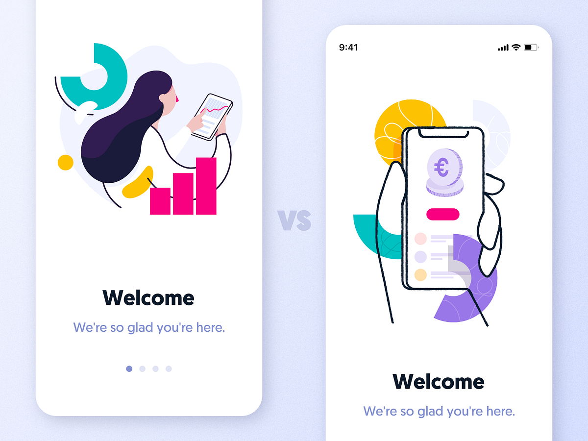 Splash screen illustration by Pawel Olek on Dribbble