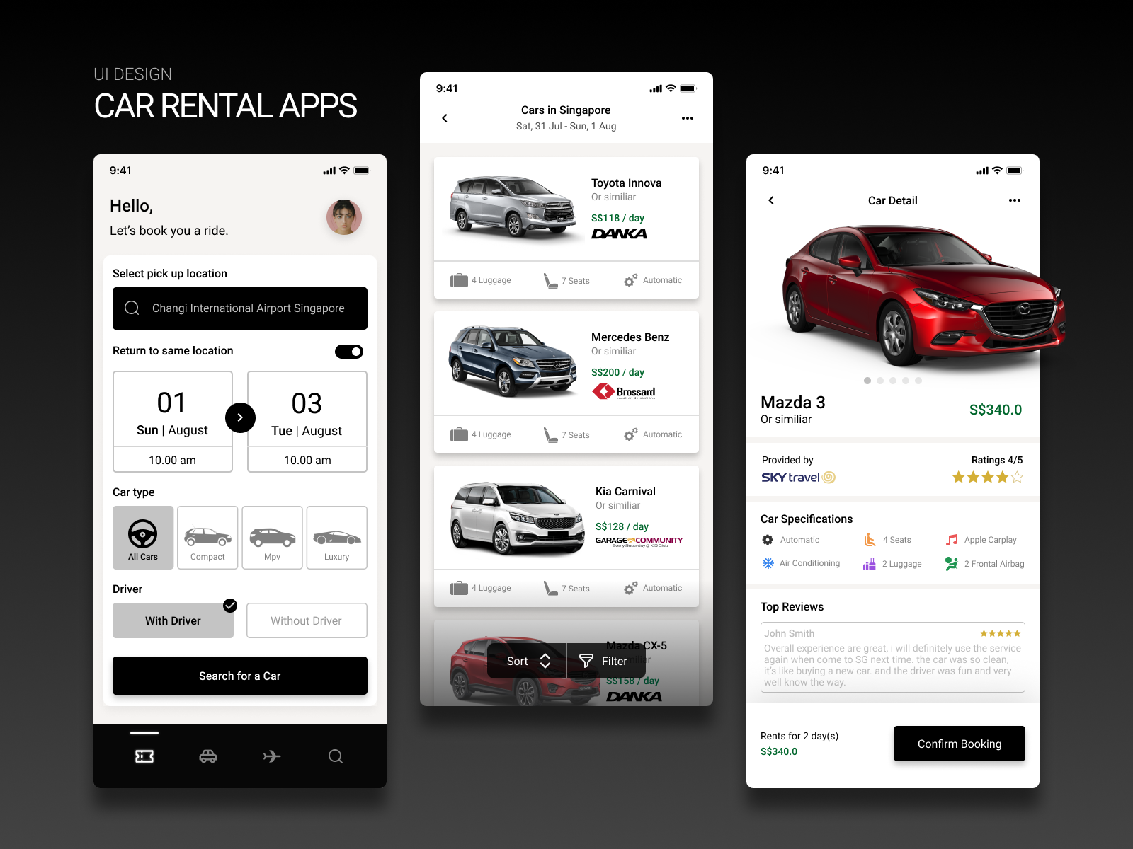 UI Design - Car rental apps by Aufa Ismail on Dribbble