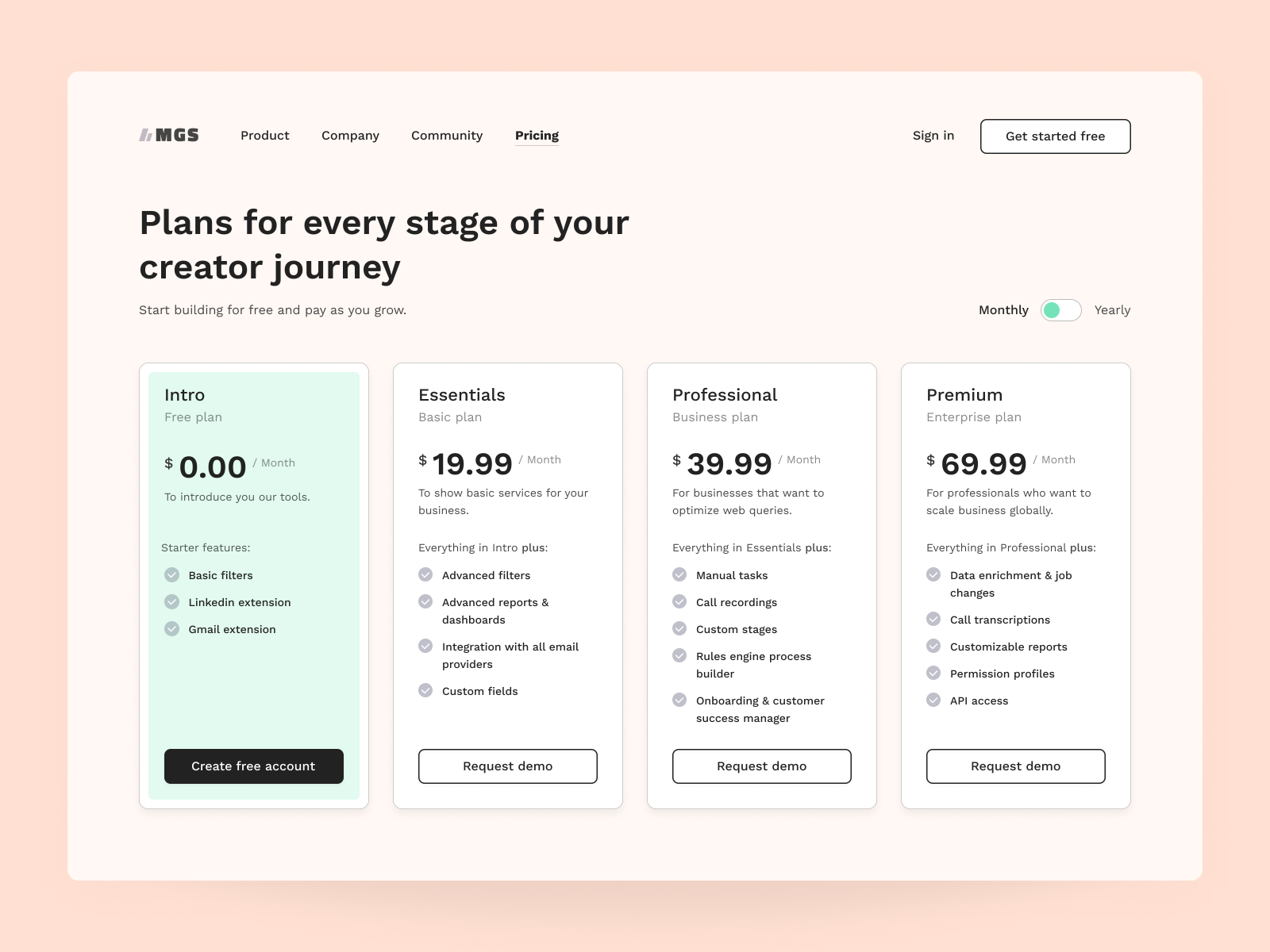 Subscription Plans by Alexandra on Dribbble