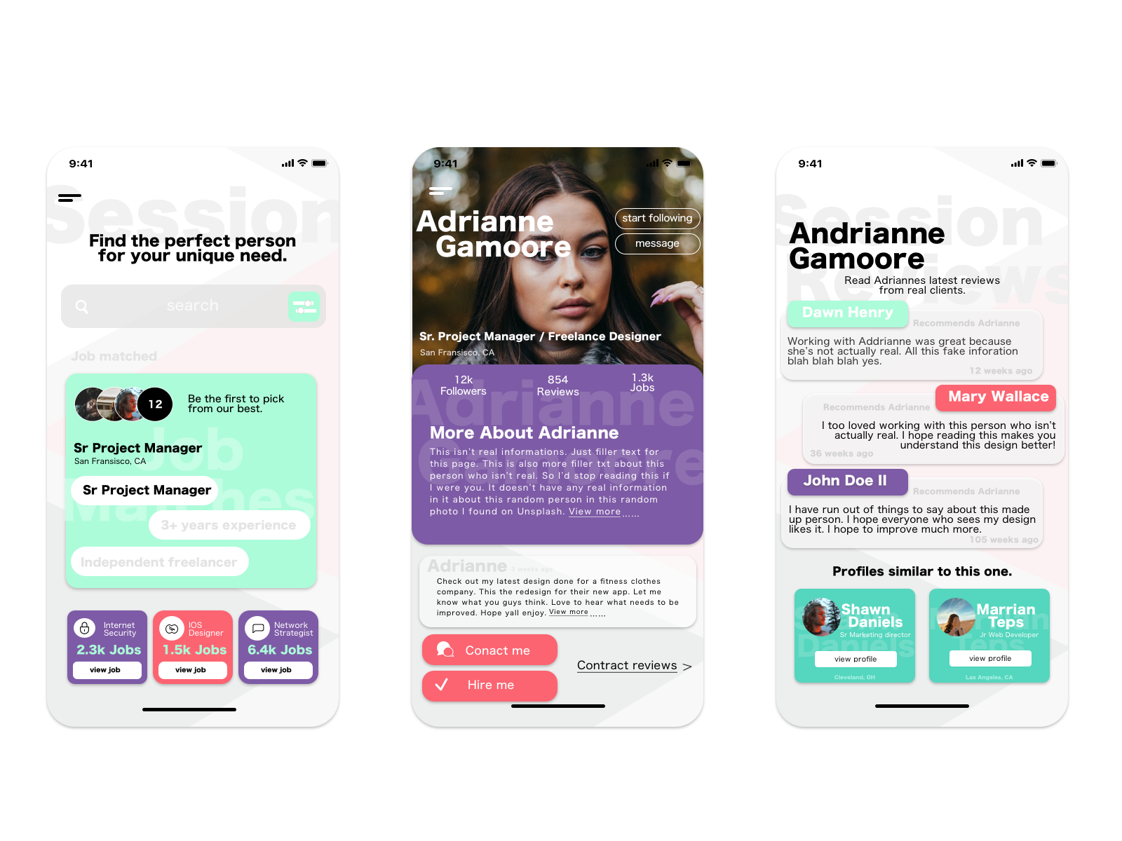 Portfolio App Design / Light Mode Part 1 by Mariah Pagley on Dribbble