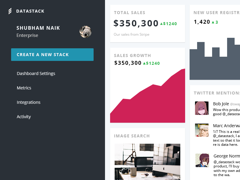 DataStack Dashboard by Shubham Naik on Dribbble